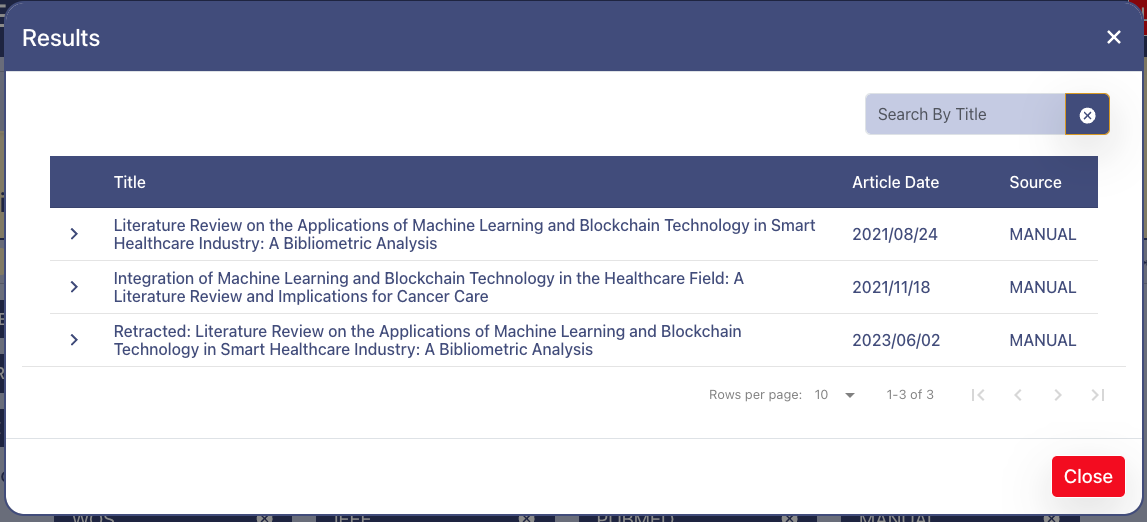 Manually uploading results — Systematic Review